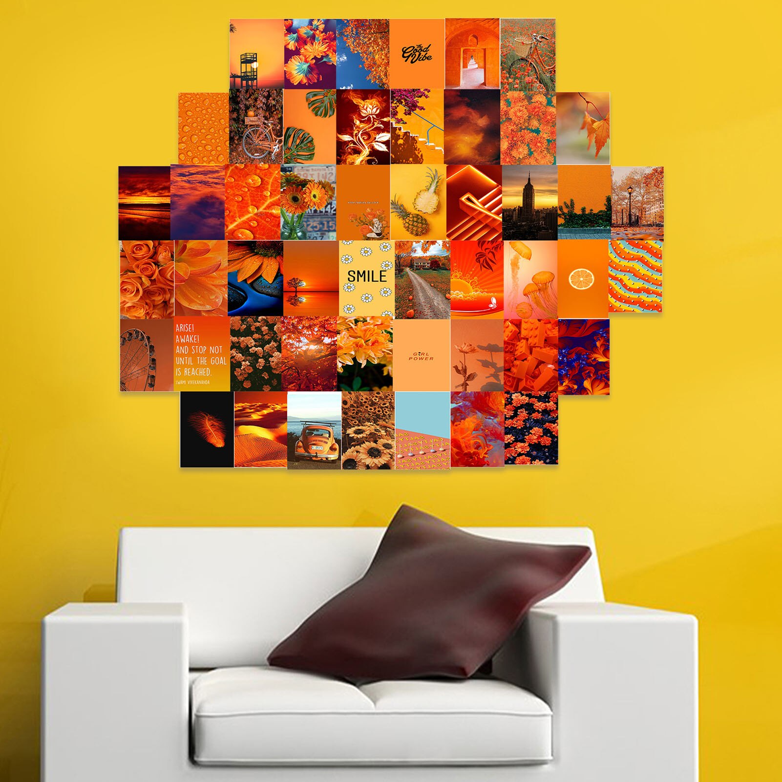 50 Stuks Warm Oranje Esthetische Kunst Foto Muur P... – Vicedeal