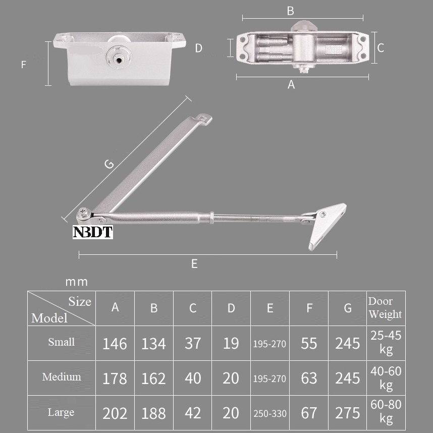 Commercial Door Closer Adjustable Spring Hydraulic... – Grandado