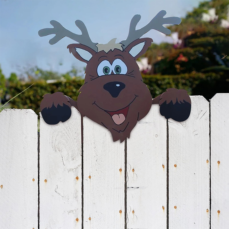 Large Christmas Santa Reindeer Fence Peeker Yard D... – Grandado