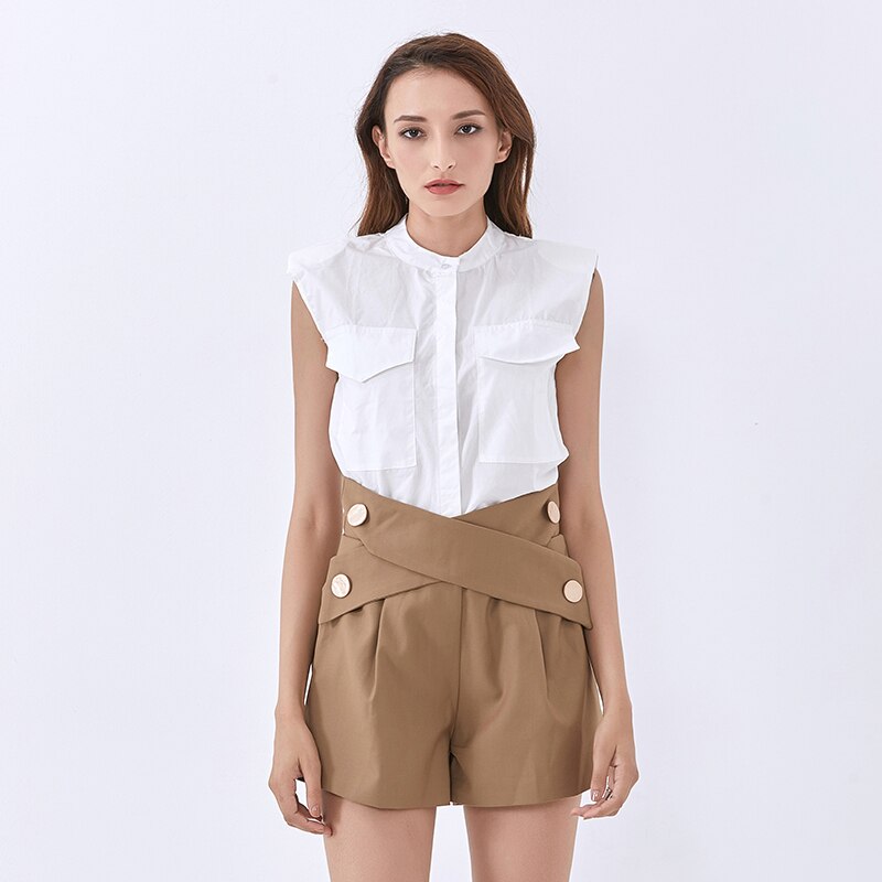 TWOTWINSTYLE White Minimalist Shirt For Women Stan... – Vicedeal