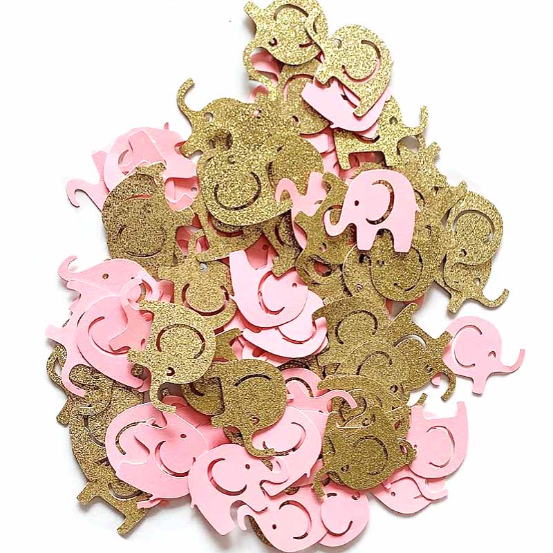 100Pcs Gold Silver Elephant with Confetti Oh Baby ... – Grandado