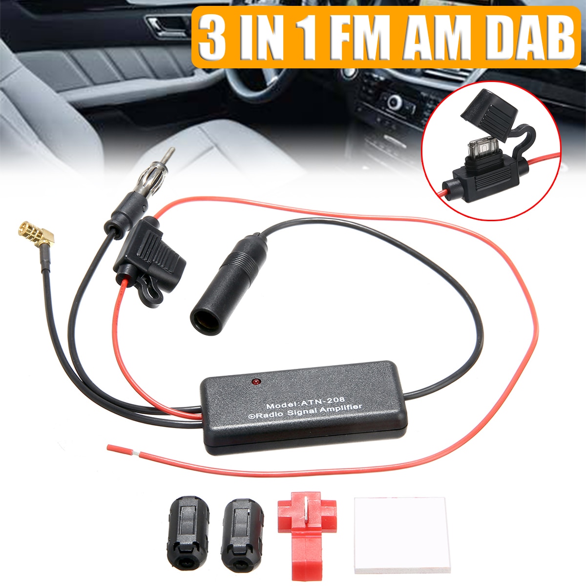 1pc FM/AM DAB Antenna Aerial Splitter Adapter Cabl... – Vicedeal