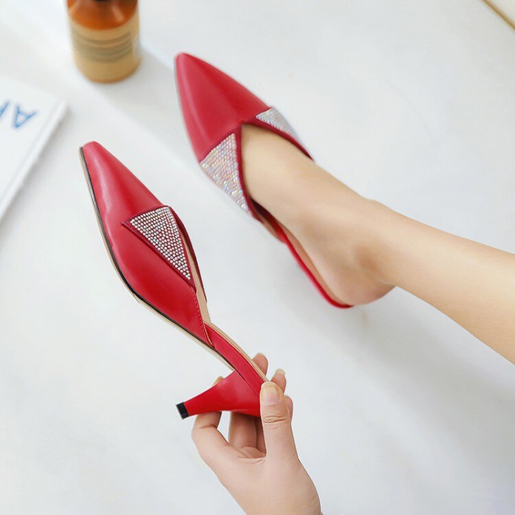 LIHUAMAO Mule shoes for women kitten heels pointed... – Grandado