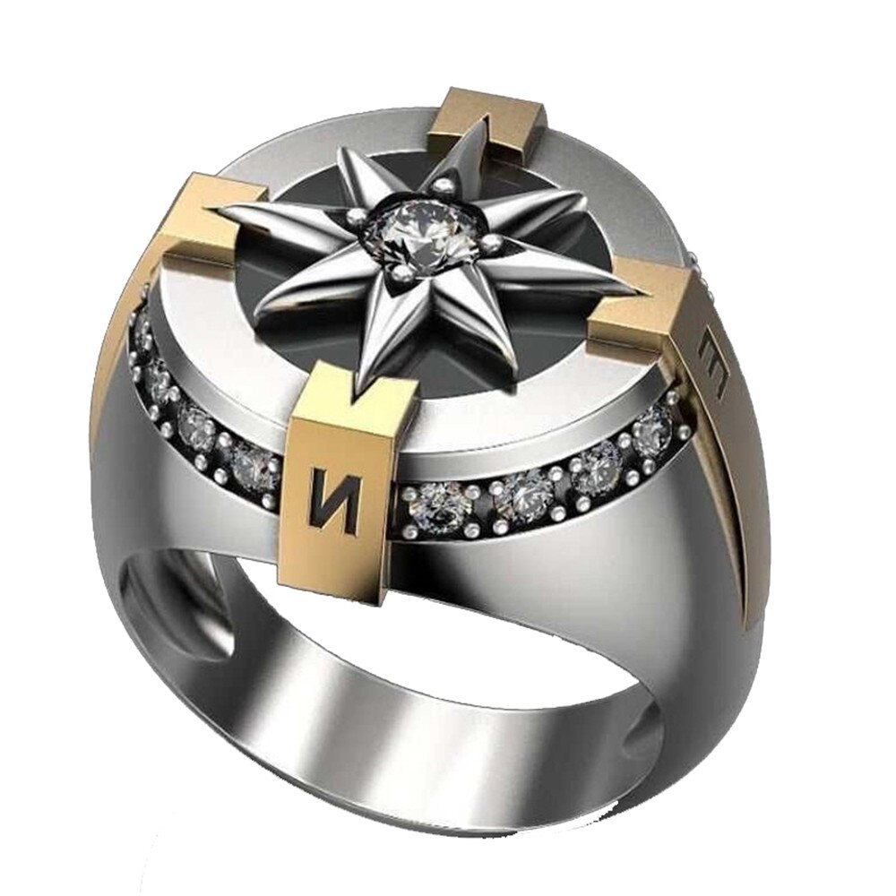 Nordic Mythology Viking Compass Men Ring Personali... – Grandado