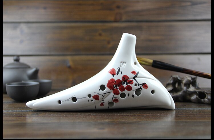 12 holes Alto C/AC Hand-painted red plum blossomoc... – Vicedeal