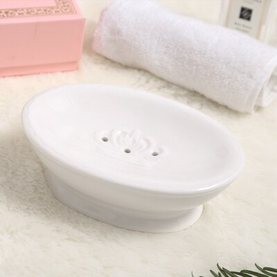 white oval soap dish, ceramic soap case – Grandado