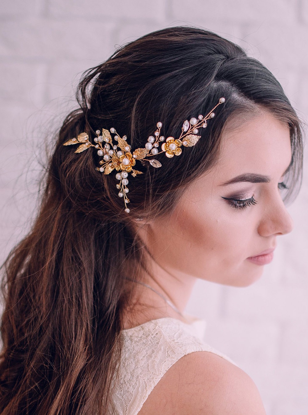 Goud Haar Accessoires-Goud Bruids Haar Wijnstok-Br... – Vicedeal