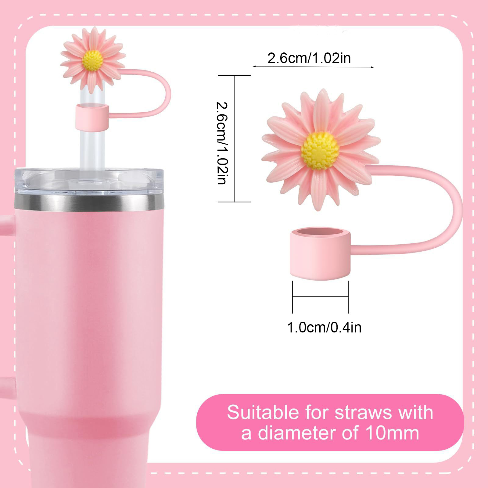 4pcs Sunflower Straw Topper Cover for 30oz 40oz St... – Grandado