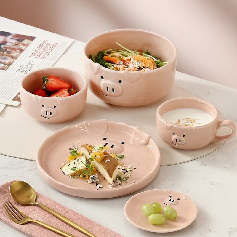 Personality Girl Breakfast Plate Bowl Cute Cartoon... – Vicedeal