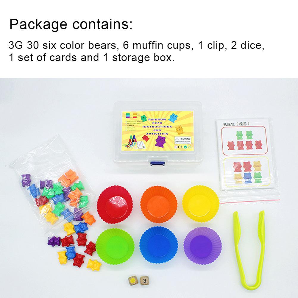 55Pcs/ Kids Rainbow Muffin Cup Bear Counting Match... – Grandado