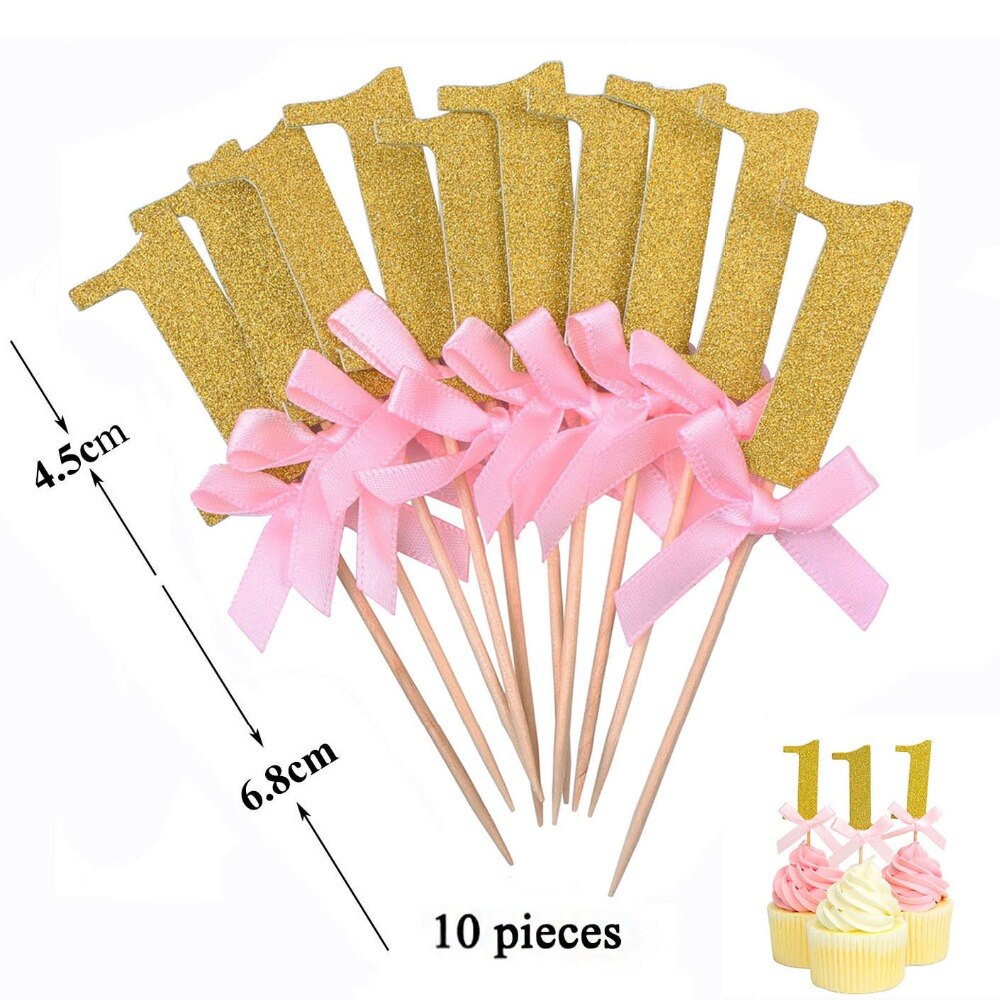 10pcs Glitter Papier 1 Cupcake Topper 1st Happy Bi... – Vicedeal