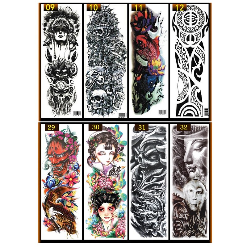 4Pcs Temporary Tattoos Sticker Full Arm Beijing Op... – Grandado