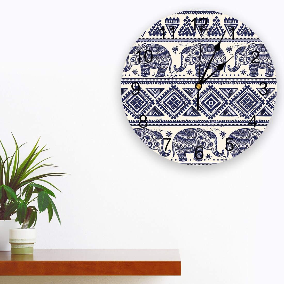 Mural Elephant Retro Wall Digital Clock for Living... – Grandado