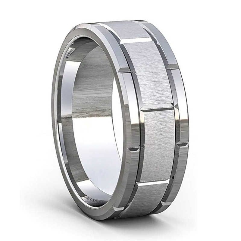 8mm Stainless Steel Women Ring Silver Color Brick ... – Vicedeal