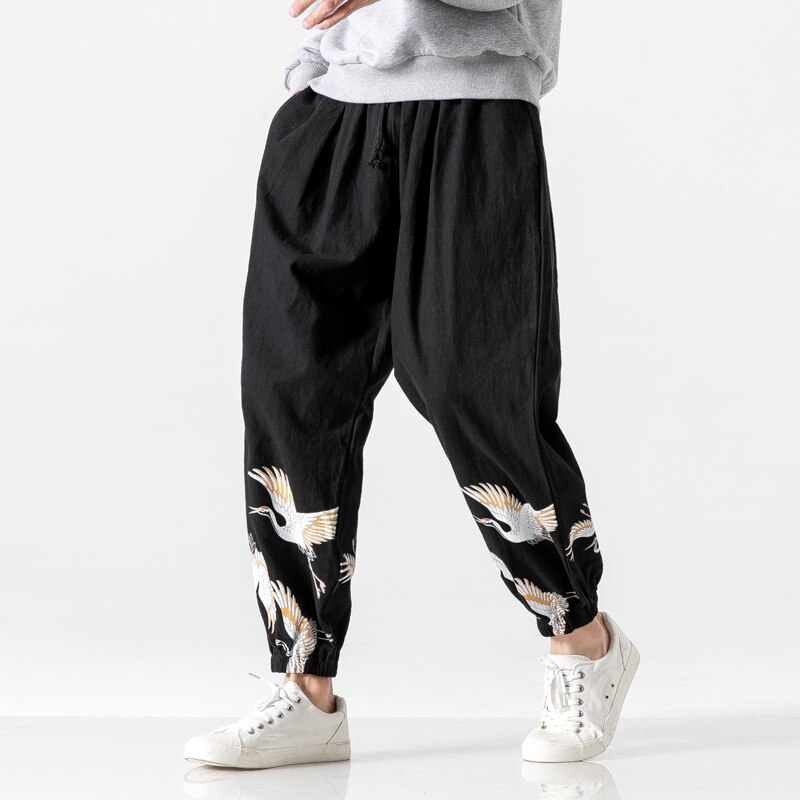 Japanese Style Crane Trousers Men Samurai Costume ... – Grandado
