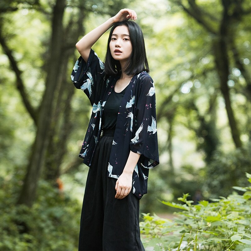 Japanese kimono yukata kimono cardigan blouse wome... – Grandado