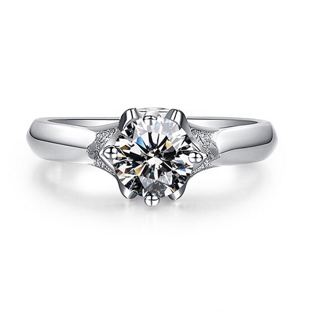 Huitan Bridal Huwelijk Ring Aaa Ronde Zirconia Zil... – Grandado