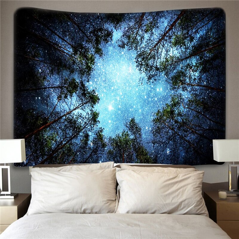 Forest Starry Tapestries Wall Hanging For Living R... – Grandado
