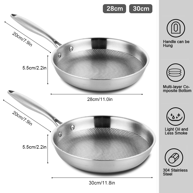 Stainless Steel Frying Pan Five-layer Pans Dot Tex... – Grandado