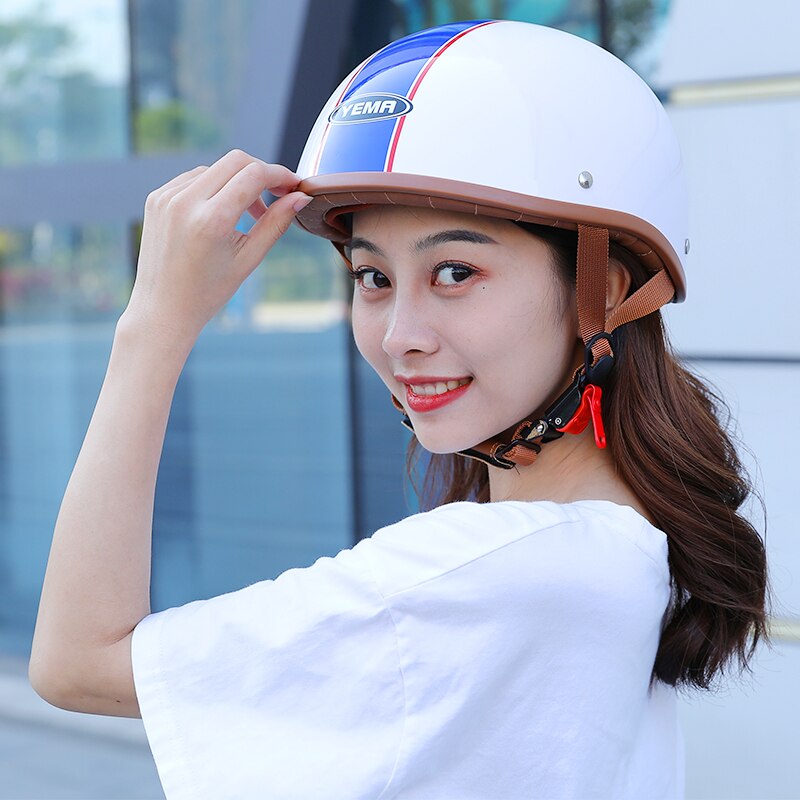 Yema Motorhelm Met Bril Halley Vintage Half Open G... – Grandado