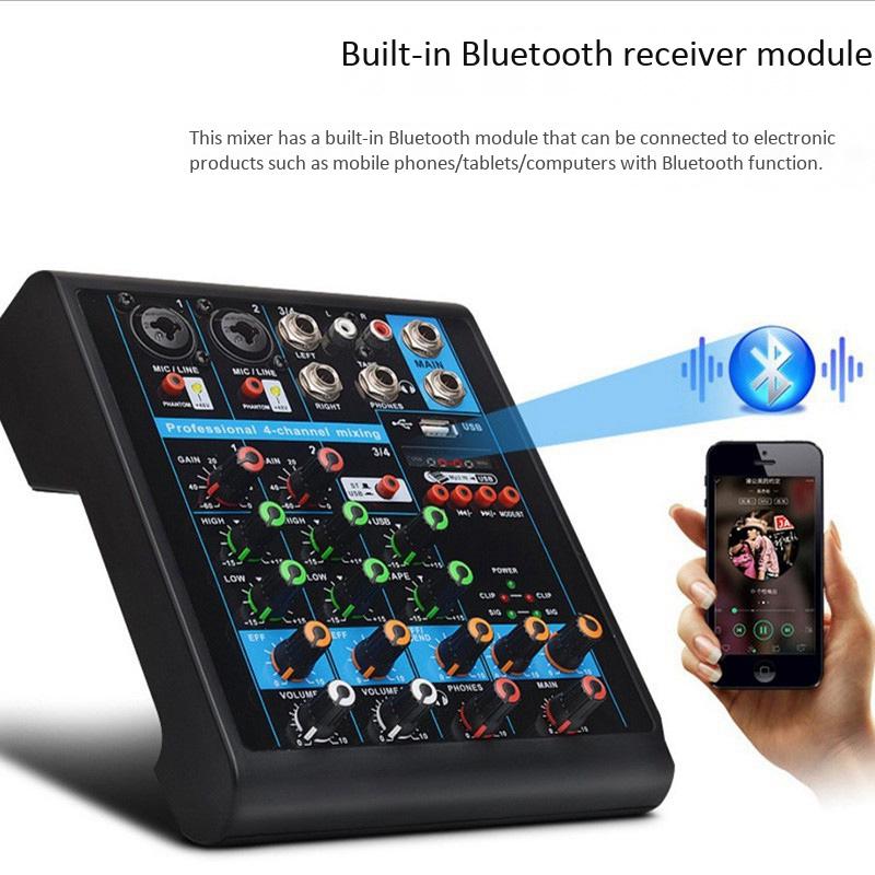 4-Channel Small Bluetooth Mixer with Reverb Effect... – Vicedeal