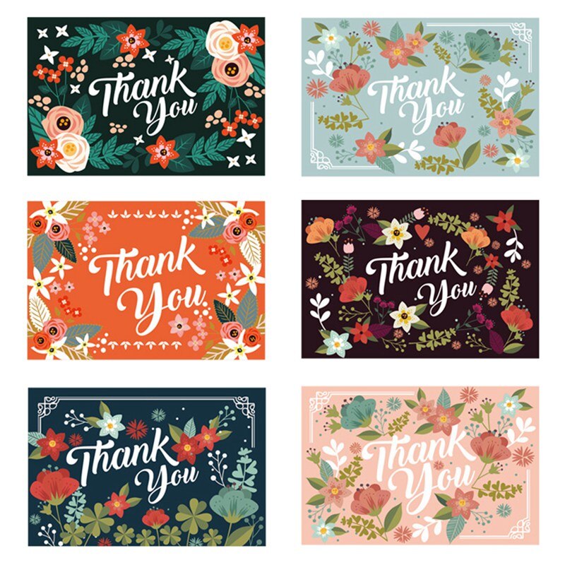 6 Pcs/set Flower Garland Card "Thank You" Small Me... – Grandado