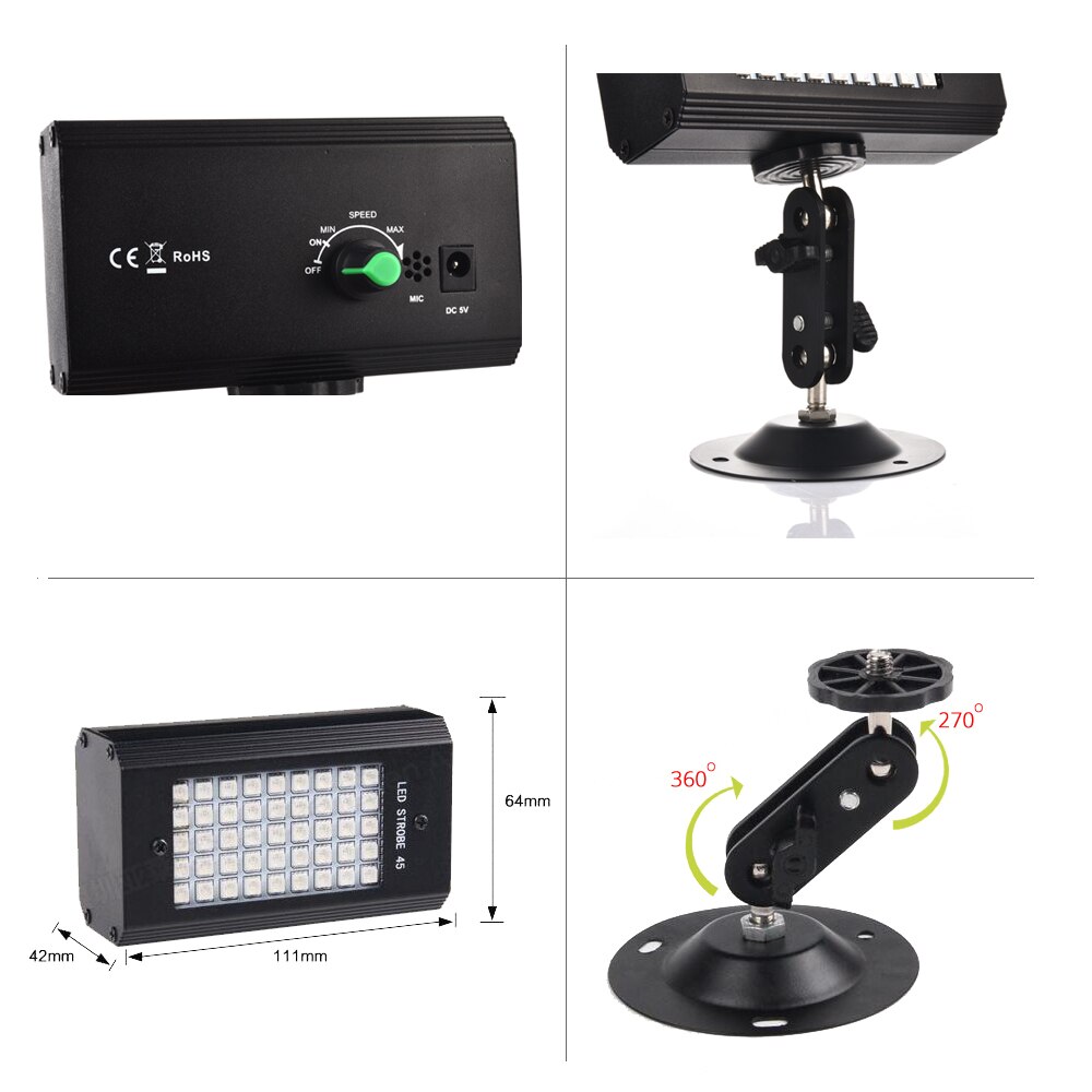 LED Strobe Light RGB 7 Colors 45 stroboscopes DJ D... – Grandado