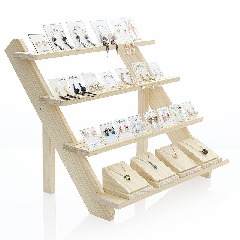 2 Layer Wooden Ear Stud Holder Earring Stand Displ... – Vicedeal
