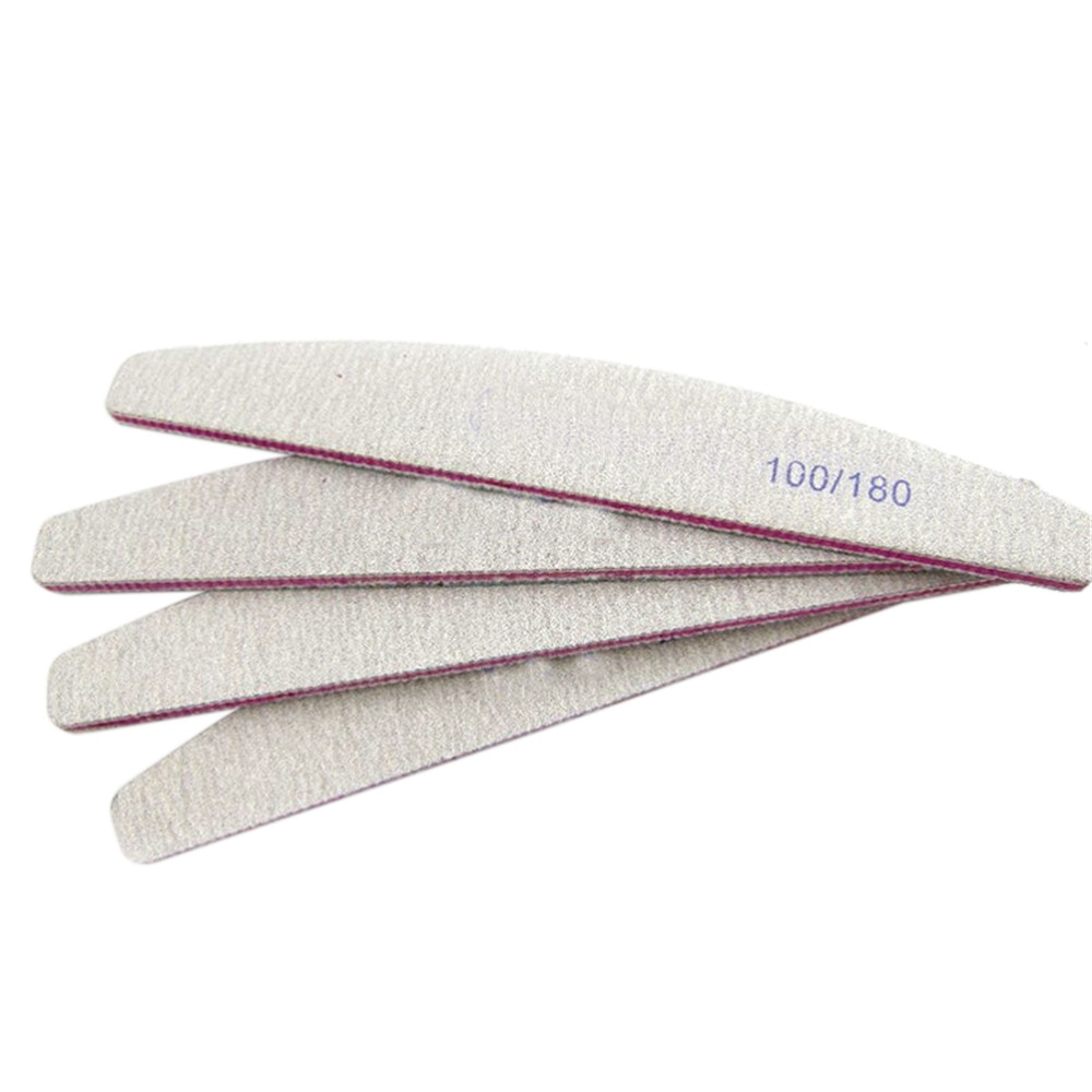 1pcs Nail Files Buffer Double Side Gray Color Half Moon Curved Nail Art ...