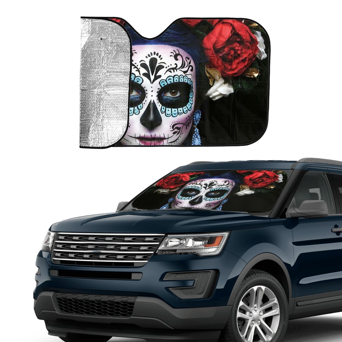 Sugar Skull Sunshade Windscreen Halloween Horror C... – Vicedeal
