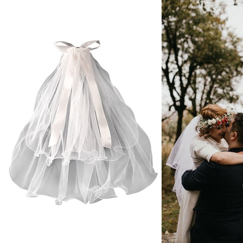 Velo de novia de 2 niveles con peine de Metal, vel... – Grandado