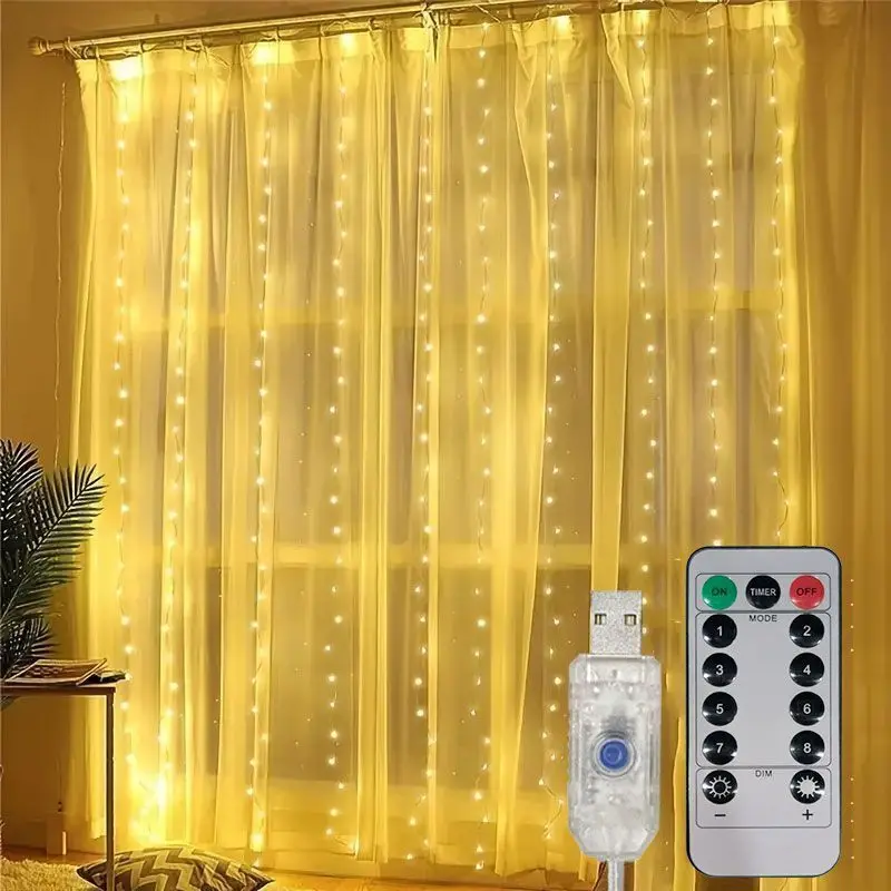 LED Curtain String Lights USB Plug-in Indoor Chris... – Grandado