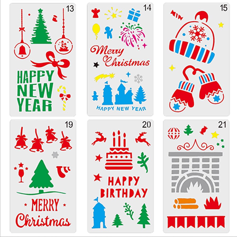 24pcs Christmas DIY Craft Hollow Layering Stencils... – Grandado