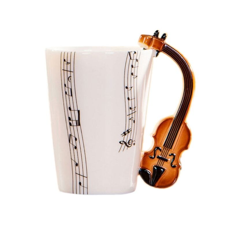 Violin Mug Ceramic Coffee Milk Cup with Handle for... – Grandado