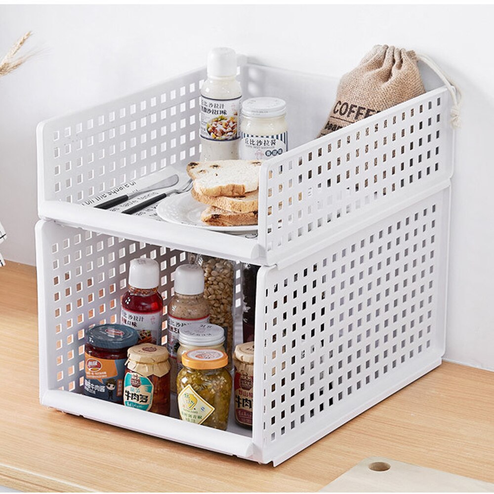 Stackable Plastic Storage Basket Organizador Foldi... – Vicedeal