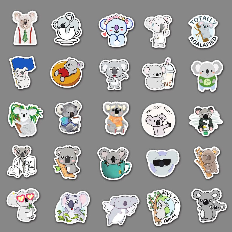 10/50pcs Animal Sticker Cute Koala Stickers Cartoo... – Grandado