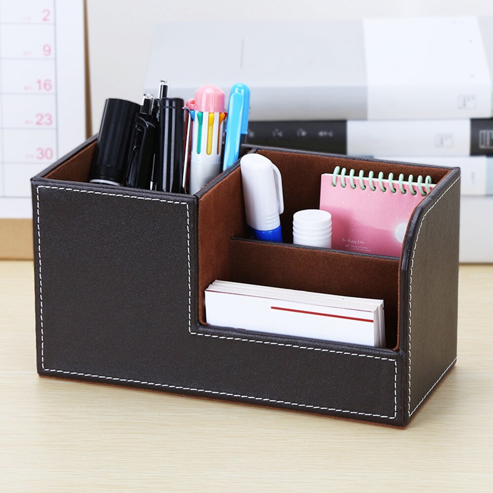 Pen holder Pencil Box Leather Desk Organizer Cell ... – Vicedeal