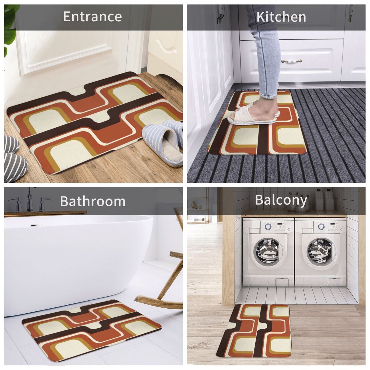 Mid-Century Modern Meets 1970's Rust Bath Mat ... – Grandado