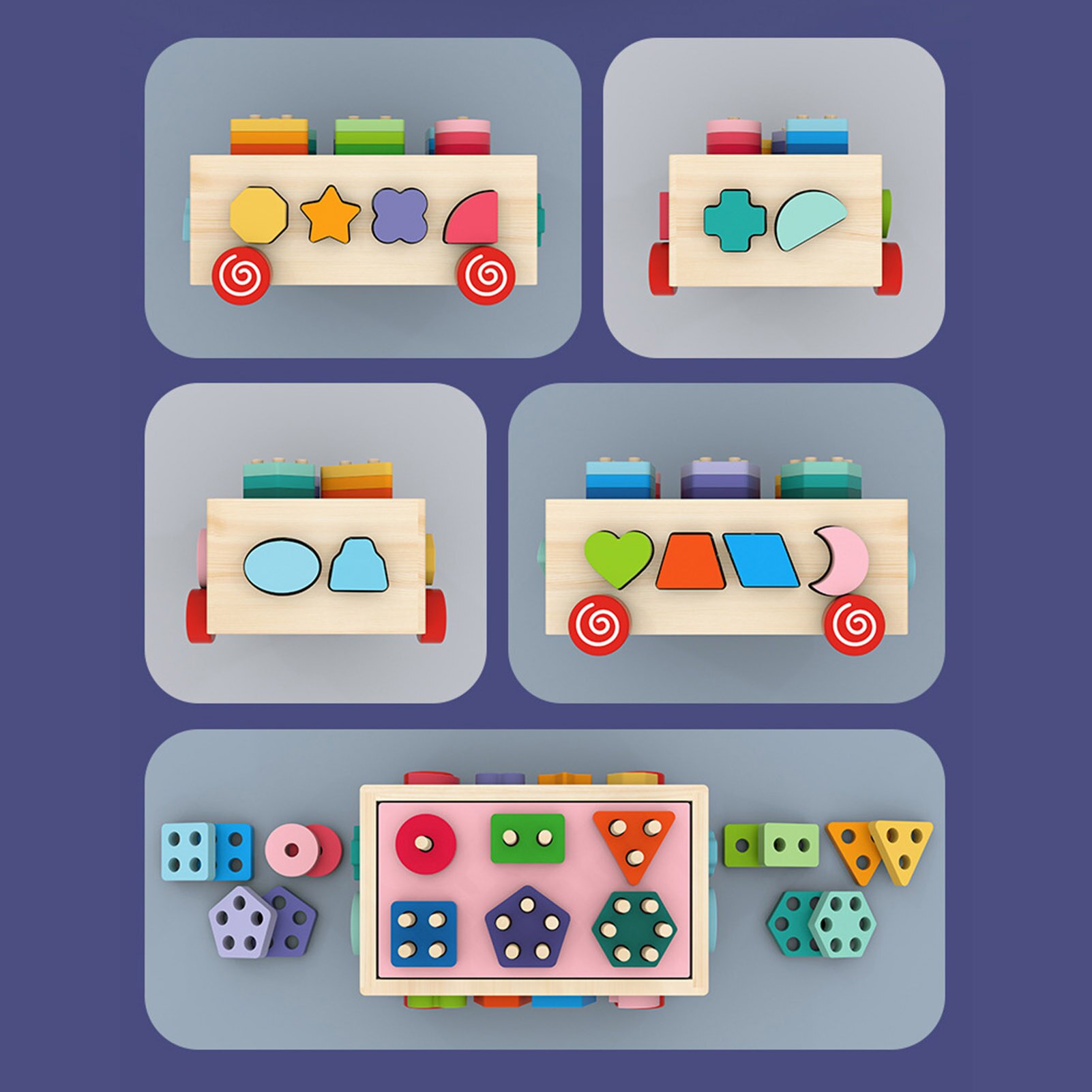 Novelty Wooden Education Color Shape Sorter Stacki... – Grandado