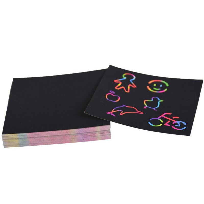 100Pcs Rainbow Scratch Art Mini Notes With Wooden ... – Grandado