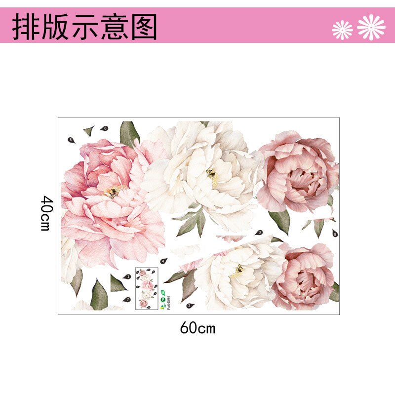 1PC Peony Rose Bloem Muur Sticker DIY Nursery Deca... – Vicedeal