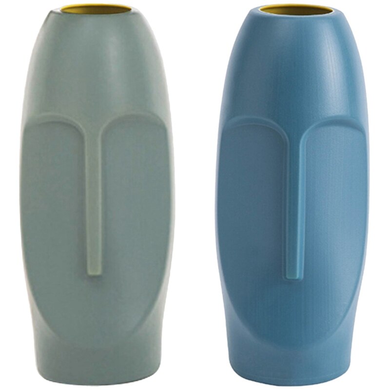 2x Nordic Minimalist PE Abstract Vase Human Face D... – Vicedeal