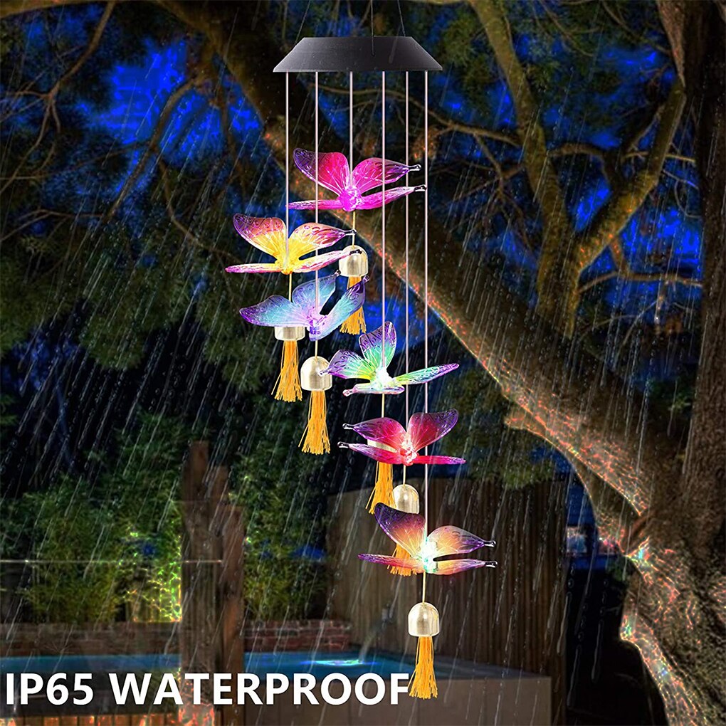 Wind Chime Lamp Solar Bird Butterfly Dragonfly LED... – Grandado