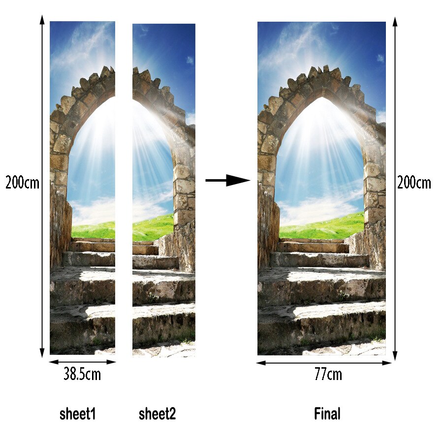Sunshine Blue Sky Door Stickers Vinyl 3D Stone Sta... – Grandado