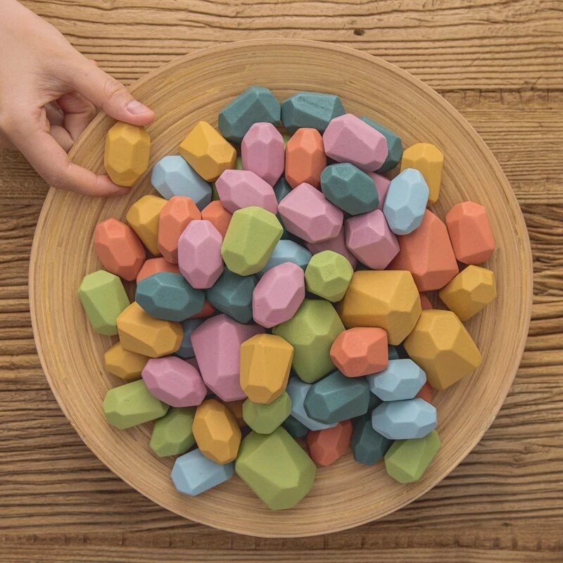 Colored Stone Building Block Baby Toy Wooden Jenga... – Grandado