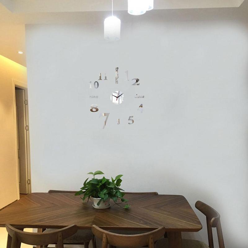 DIY Mirror Wall Clock Sticker Acrylic 3D Roman Num... – Grandado