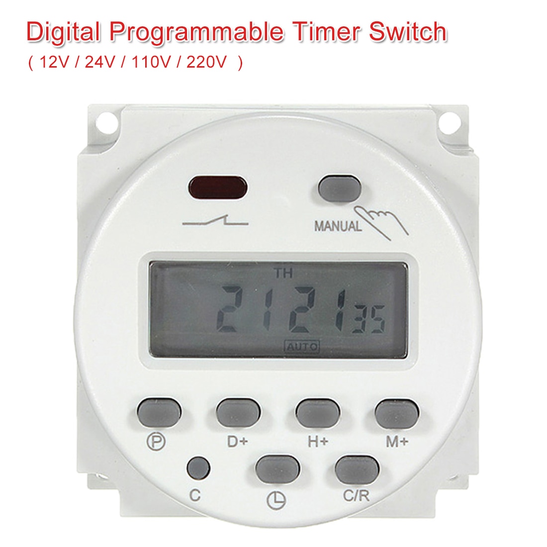 Lcd strøm digital 12v/ 24v/ 110v/ 220v ac /dc 7 da... – Grandado