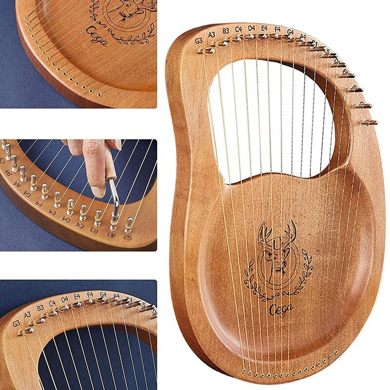 Cega Lyre Harp,16 Metal Strings Harp Mahogany Lyre... – Grandado
