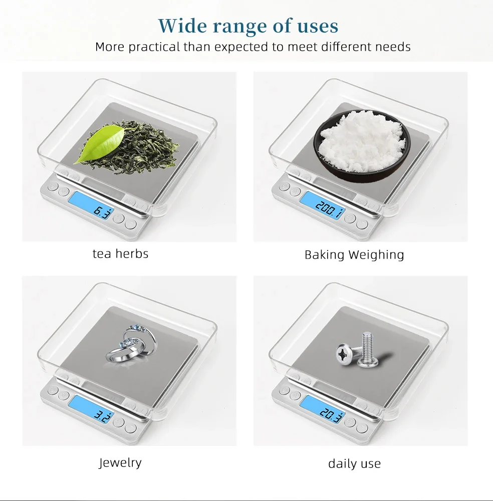 3Kg/500G 0.01g Digital Kitchen Scale Precision Sca... – Grandado