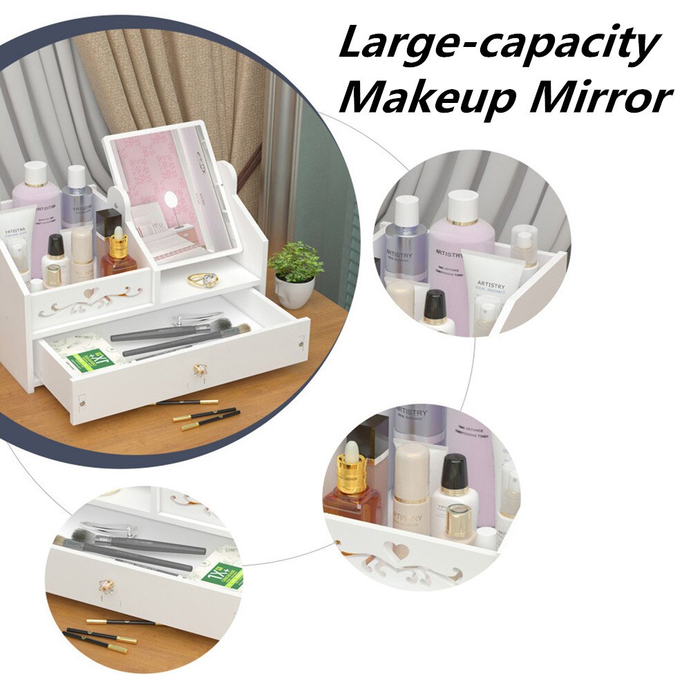 Table Mirror Storage Makeup table Mirror with Draw... – Grandado
